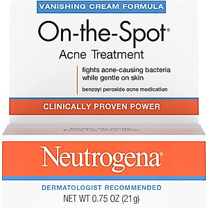 Neutrogena On-The-Spot Acne Spot Treatment with 2.5% Benzoyl Peroxide Acne Treatment Medicine to Treat Face Acne, Gentle Benzoyl Peroxide Pimple Gel for Acne Prone Skin,.75 oz (Pack of 2)