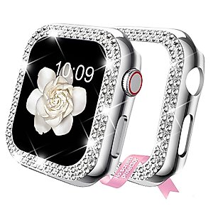 DABAOZA Compatible for Apple Watch 38mm Case Bumper Cover Series 3 2 1 38mm, Bling Women Girls Dressy Diamonds Crystal Bumper Hard PC Shockproof Case for iWatch (Silver, 38mm)