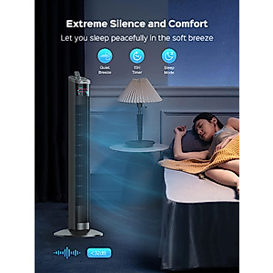 ZICOOLER 37" Tower Fan, Large Airflow 70° Oscillating Fan with Remote, 32dB Quiet Fan with 3 Modes, LED Display, 15H Timer, 3 Speeds, Standing Fan for Bedroom, Home, Office
