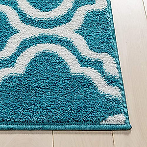 Modern Rug Calipso Blue 3'3" x 5' Lattice Trellis Accent Area Rug Entry Way Bright Kids Room Kitchn Bedroom Carpet Bathroom Soft Durable Area Rug