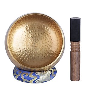 6.1inch sound bowl meditation set Handcrafted tibetan singing bowl heart chakra sound bath bowl zen music healing frequencies Yoga Prayer and Mindfulness Nepal meditation mat accessories (15.5cm)