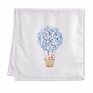Dallonan Soft Cotton Face Wash Towels Flowers Watercolor Hydrangea and Couple Flamingos Bath Hand Towels for Working Out Bathroom Decorative Set of 2 for Guest Shower 16x30 Inches
