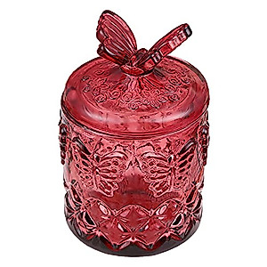 RockTrend Relief Butterfly Coloured Glass Storage Jar Candy Dish Swab Box with Lid