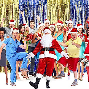 Sumind 4 Pack Foil Curtains Metallic Fringe Curtains Shimmer Curtain for Birthday Wedding Party Christmas Decorations (Blue and Gold)