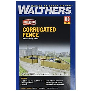 Walthers Cornerstone HO Scale Model Corrugated Fence Kit, 1-1/4" 3.1cm