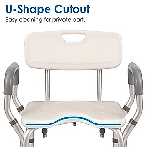 Shower Chair with Arms and Back Heavy Duty 330lbs, Shower Chair for Inside Shower, Shower Seat for Inside Shower Bathroom Chair with Cutout Seat & Cold-Proof Pads, Tools-Free Assembly