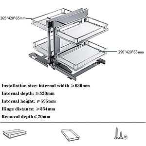 YEKIM Corner Pull Basket Kitchen Cabinet, Soft Close Blind Corner 4 Shelves, 2 Tier Sliding Cabinet Organizer, Kitchen Cabinet Corner Shelving Corner Swivel Organizer