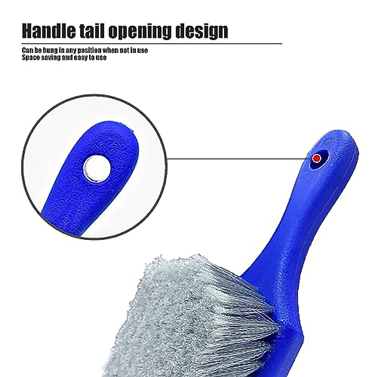 gunhunt 1 PC Car Tire Cleaning Brush with Short Handle, 8.26" x 2.95" x 2.95" Car Soft Bristle Wheel Cleaning Brush, Car Tire Cleaning Tool, Suitable for Most Models (Blue)
