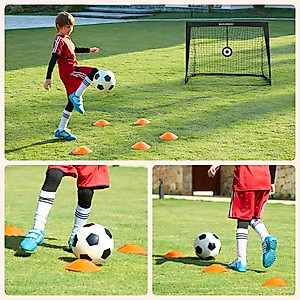SONGMICS Kids Soccer Goals for Backyard, 4x3 ft Portable Soccer Nets Training Equipment, with Targets and Training Cones, Toddler Soccer Goal with Carrying Bag, for Field, Black USZQ422B01