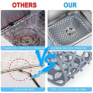 LucyPhy Silicone Sink Mat for Kitchen Sink Good Grips Non-slip Sink Protector Sink Mat Grid for Bottom of Farmhouse Sink(Pattern B,Centre hole,2PCS)