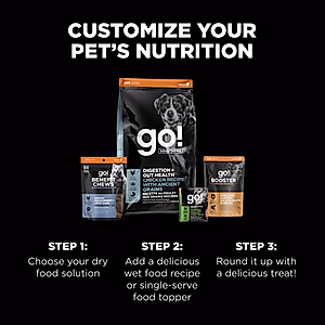 Go! Solutions Digestion + Gut Health, Dry Dog Food, Chicken Recipe with Ancient Grains, 3.5 lb Bag