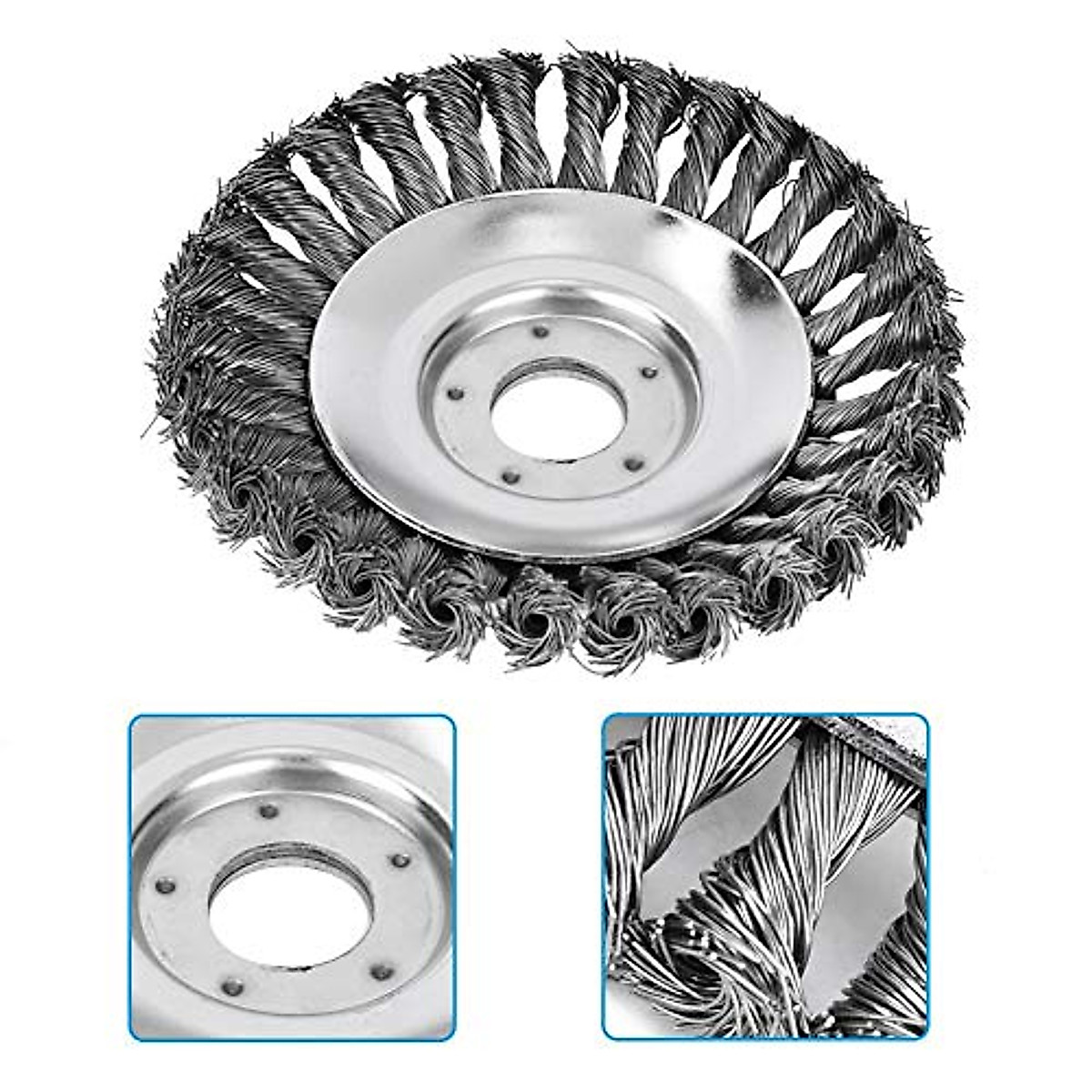 Jectse Wire Wheel Steel Brush Grass,Trimmer Head Cutter,Round Weed Cleaning Replacement Tool,for Garden Mower Grass String Trimmer(150mm)