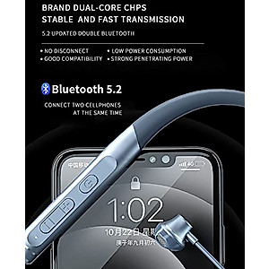 Neckband Bluetooth Headphones Wireless Earbuds with Microphone Flashlight Around the Neck Waterproof Sport Headset Noise Cancelling Ear Buds 120H Playtime for Running Cycling Cell Phone Android iOS