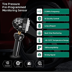 TPMS Sensor GM 4-Pack, 315MHZ Tire Pressure Monitor System for GM| GMC | Chevy | Buick | Cadillac Replace#13598771,13598772,13586335,13581558,20923680