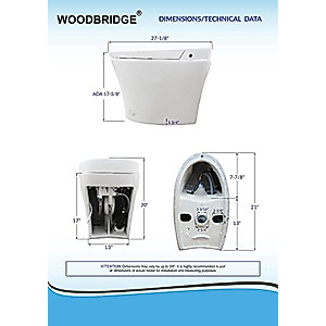 WOODBRIDGE B0970S Smart Bidet Tankless Toilet Elongated One Piece Chair Height, Auto Flush, Foot Sensor Operation, Heated Seat with Integrated Multi Function Remote Control in White