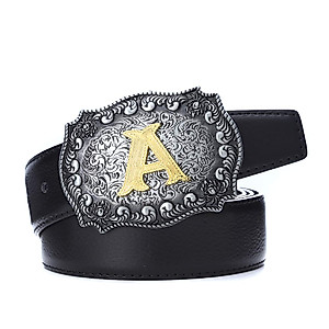 HUABOLA CALYN Belt Buckle Men, Western Cowboy Rodeo Small Alphabet Letter ABCDMRJ to Z Initial Belt Buckles for Women (A)