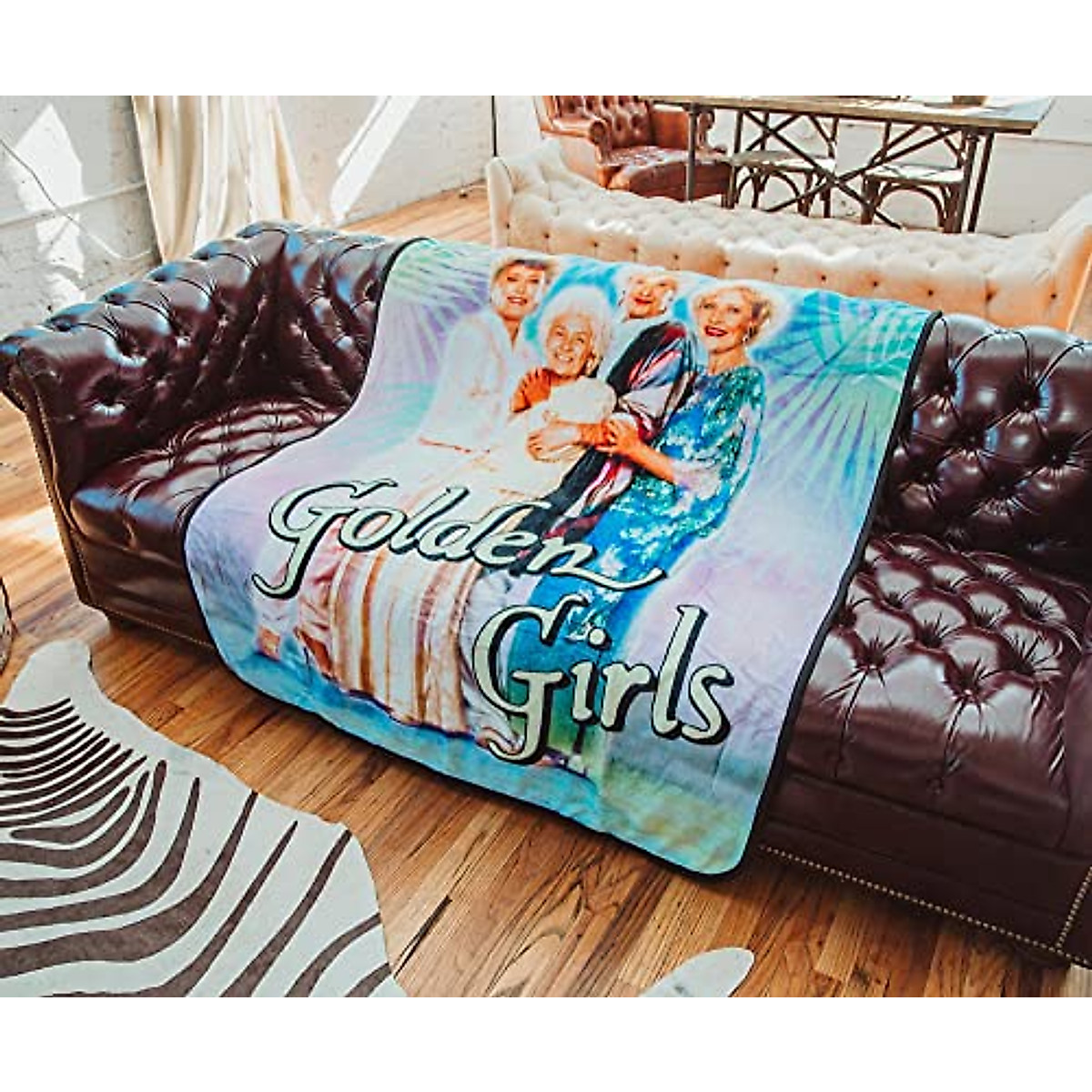 The Golden Girls Raschel Fleece Throw Blanket | Plush Soft Polyester Cover for Sofa and Bed