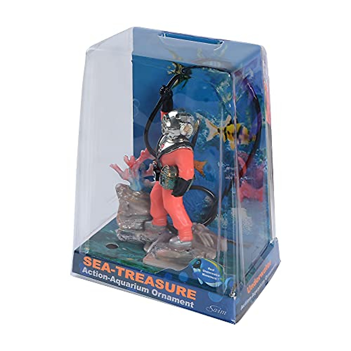 Saim Diver with Hose Live Action Aerating, Air Action Aerating Decorations Diver Movement Live-Action for Aquarium Fish Tank Ornament - Rose Red