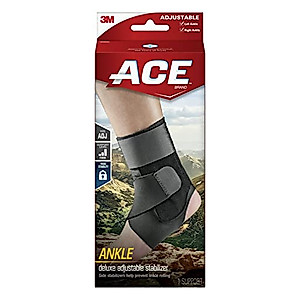 ACE Brand Deluxe Adjustable Ankle Stabilizer, Firm Stabilizing Support for Weak, Sore or Injured Joints, Adjustable Ankle Brace, Breathable, One Size Fits Most