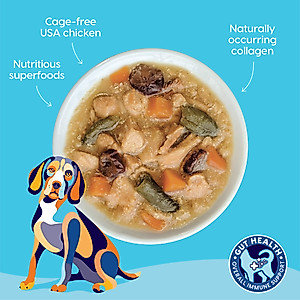 Solid Gold Bone Broth Stew - Dog Food Topper & Dog Treat Rich in Natural Collagen for Gut Health - Grain Free Formula Packed with Protein & Hearty Vegetables - Great for Picky Eaters - 6 Pack