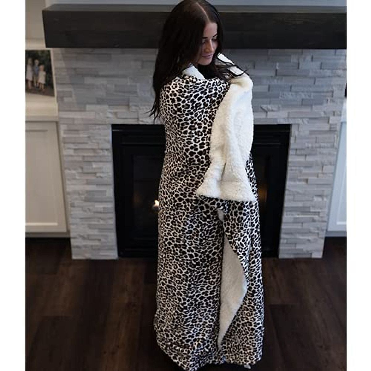 GRACED SOFT LUXURIES Throw Blanket Sherpa Fleece Minky Microfiber Reversible Soft Throw (Leopard, XL Throw 60" x 80")