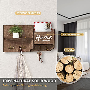 GiftMust Wall Mounted Key Holder Organizer with Storage, DIY Assembling Decorative Wall Mounting shelf with Key Hangers for Home, Kitchen, Bathroom, Bedroom, Living Room, Dining Room, Entryway