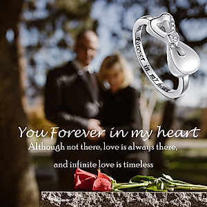 ZOEXUE Infinity Cremation Ring for Ashes - 925 Sterling Silver Urn Rings Memorial Keepsake Locket Rings for Hold Loved Ones Ashes Sister Mom