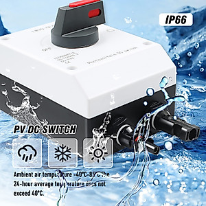 32A DC 1200V PV Solar Disconnect Switch, IP66 Waterproof & Anti-UV Solar Circuit Isolator Box for Solar Panels (International Standard: IEC60947-3)
