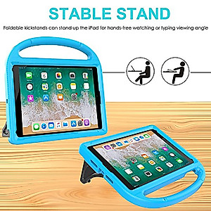 SUPLIK Kids Case for iPad 5th/6th Generation (9.7-inch, 2017/2018), iPad Air 2 Case with Screen Protector, iPad Pro 9.7 Durable Shockproof Protective Cover with Handle Stand for Kids, Blue