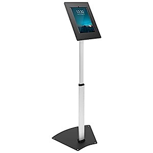 Mount-It! Anti-Theft Tablet Kiosk Floor Stand Compatible with iPad and Samsung | Height Adjustable Secure Check-in Stand | Free-Standing Or Secure Bolt-On Design