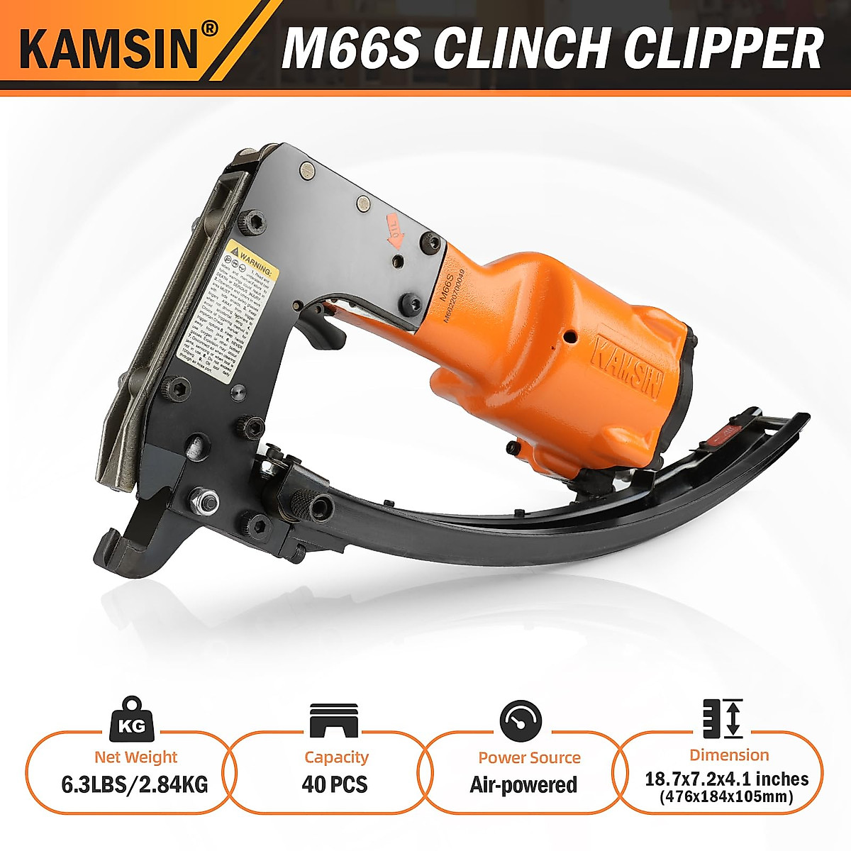 Kamsin M66S Pneumatic Lighter Clinching Clipper Air Power Clinching Gun Hartco Clipper Industrial Clip Tool Vertex Fastening Clipper Gun for Spring Mattress, Car Seat