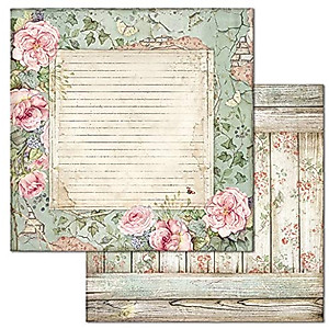 STAMPERIA INTERNATIONAL, KFT PAPER PAD 8X8 10PK HOUSE ROSE, 20.3 x 20.3 (8" x 8"), Multicoloured