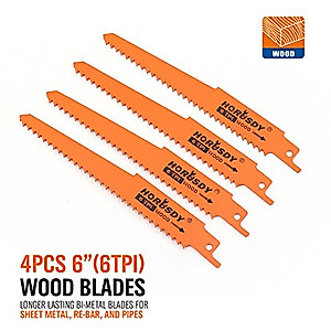 HORUSDY 10-Piece Reciprocating Saw Blades Set, Metal & Woodcutting Saw Blades, Sawzall Blades
