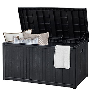 SUNVIVI OUTDOOR Patio Storage Deck Box, 120 Gallon Outdoor Deck Boxes with Handles Water-Resistant Storage Box Container for Outdoor Pillows/Cushions, Garden Tools and Pool Toys