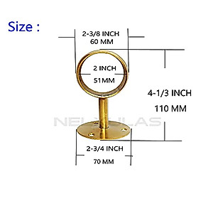 NELXULAS Golden Brushed Stainless Steel Heavy Duty Closet Rod,Curtain Rod End Supports Socket, Flange Rod Holder Closet Pole with Matching Screws (2 INCH)