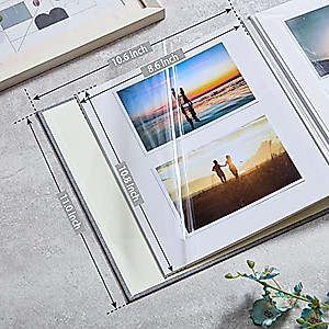 Photo Album 11x10.6 Inch, 40 Pages Self Adhesive Scrapbook Album with Gray Linen Cover Hold 3x5 4x6 5x7 6x8 8x10 inch Pictures, Woisut DIY Memory Album Book for Wedding Family Baby Travel