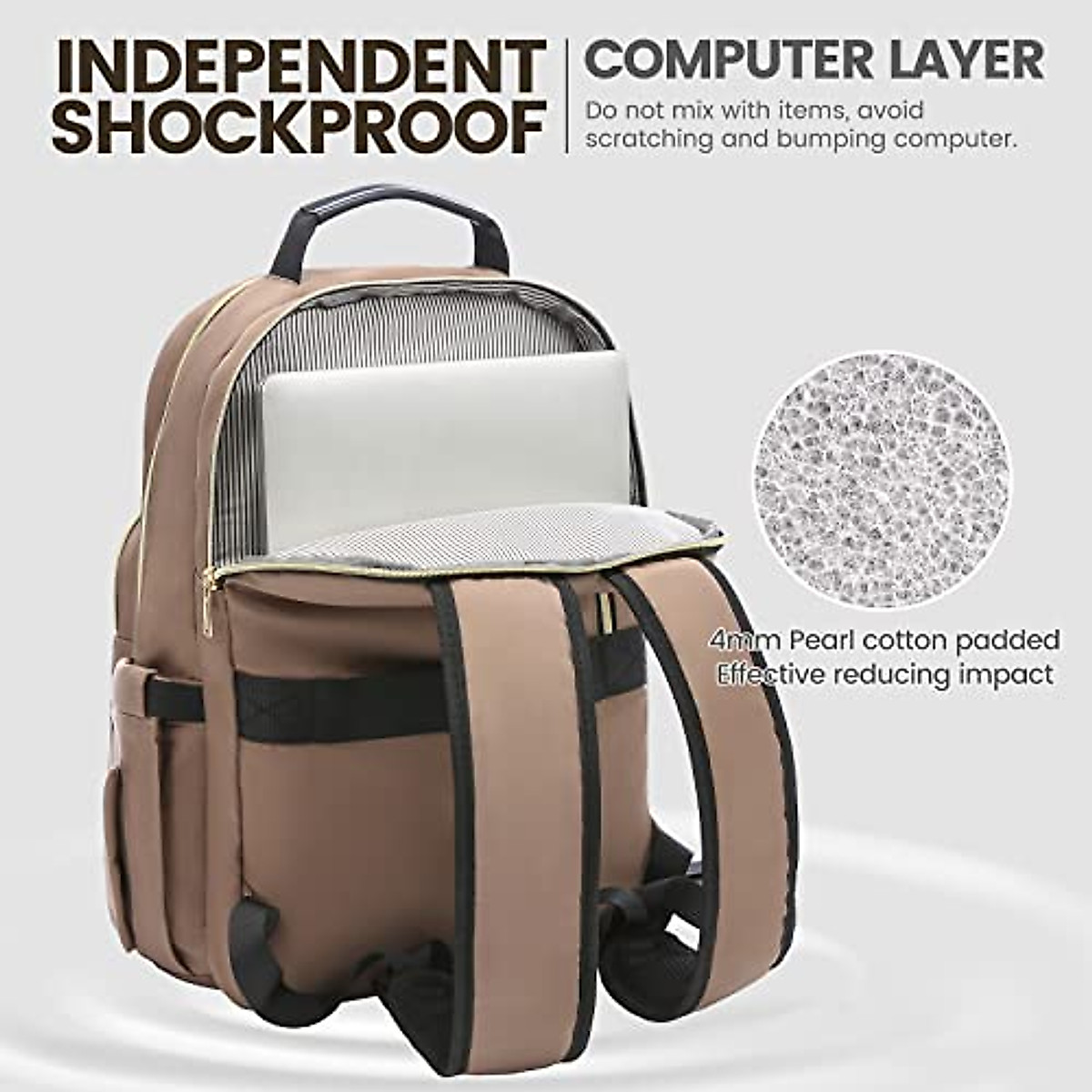 LOVEVOOK Laptop Backpack for Women 15.6 inch,Cute Womens Travel Backpack Purse,Professional Laptop Computer Bag,Waterproof Work Business College Teacher Bags Carry on Backpack with USB Port,Brown