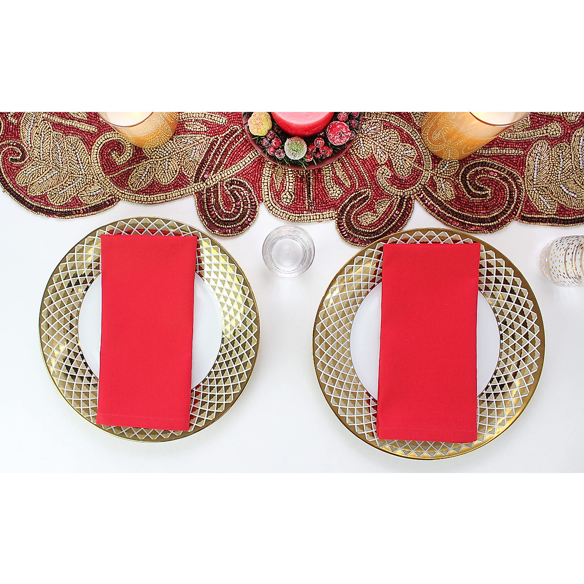 COTTON CRAFT Christmas Red Napkins -12 Pack 100% Cotton Dinner Napkins - All Year Xmas Fall Thanksgiving Celebration Party Gift Holiday Table Napkin - Soft Washable Reusable Cloth Napkin -18x18