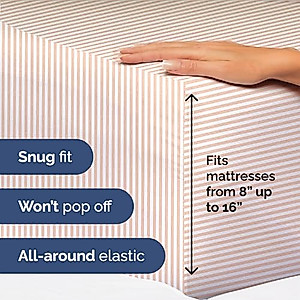 Twin Size 3 Piece Sheet Set - Extra Soft, Breathable & Cooling Sheets - Hotel Luxury Durable Bed Sheets for Women & Men - Deep Pockets, Easy-Fit & Wrinkle-Free Sheets - Blush Stripes Oeko-Tex Sheets