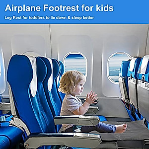 Kids Airplane Footrest, Lightweight Foldable Toddler Airplane Seat Extender Portable Toddler Travel Bed Kids Airplane Travel Essentials Airplane Travel Accessories for Kids (Gray)