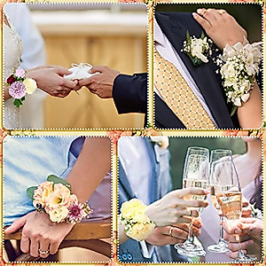 Bonuci 4 Pieces Corsage Wristlet Bands Rhinestone Bracelet Wristlets Stretch DIY Wedding Wristband Corsage Accessories Bracelets for Wedding Party Prom Bride Shower Party Anniversary