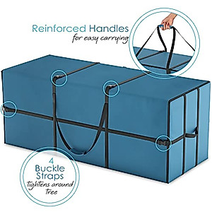 Hearth & Harbor Christmas Tree Storage Bag 7.5 ft. – Waterproof Christmas Tree Storage Box of 600d Oxford Material – Christmas Tree Bag With Handles & Special Wide Opening, Blue (VCN-HHHS14-FBM-NEW)