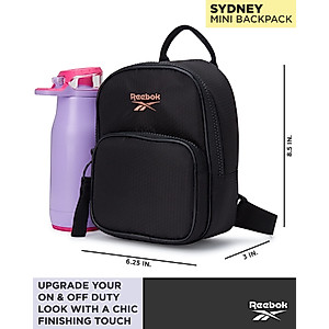 Reebok Women's Backpack - Lightweight Mini Essential Backpack - Small Casual Travel Bag, Black With Rose Gold Logo