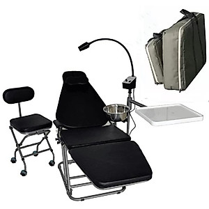 Portable Foldable Chair with LED Exam Light Lamp and Tray + Doctor's Stool Nylon Bag