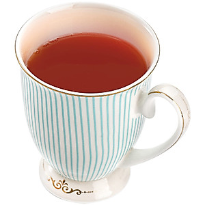 Dicunoy 2 Pack Bone China Mugs, 11oz Fine China Coffee Tea Cups with Gold Trim, Thin Vintage Cup with Pedestal for Valentine's Day, Mother's Day, Birthday, Anniversary, Christmas Gift