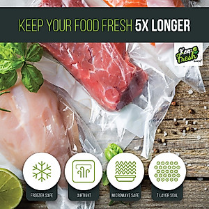 Keep Fresh 15" x 50' Vacuum Sealer Bag Rolls, 3.5mil, Vacuum Sealing Food Storage Bag, Sous Vide Bag, Freezer Bag, Bulk Storing Bag for Large Vacuum Sealers, 2 Rolls, 100 Feet Total
