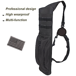 KRATARC Archery Multi-function Heavy Duty Back Arrow Quiver with Molle System Shoulder Hanged Target Shooting Quiver for Arrows (Black- for Right-handed)