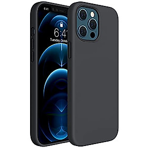 Miracase Compatible with iPhone 12 Pro Max Case 6.7 inch [Soft Anti-Scratch Microfiber Lining], Liquid Silicone Case Gel Rubber Full Body Protection Shockproof Drop Protection Case(Black)