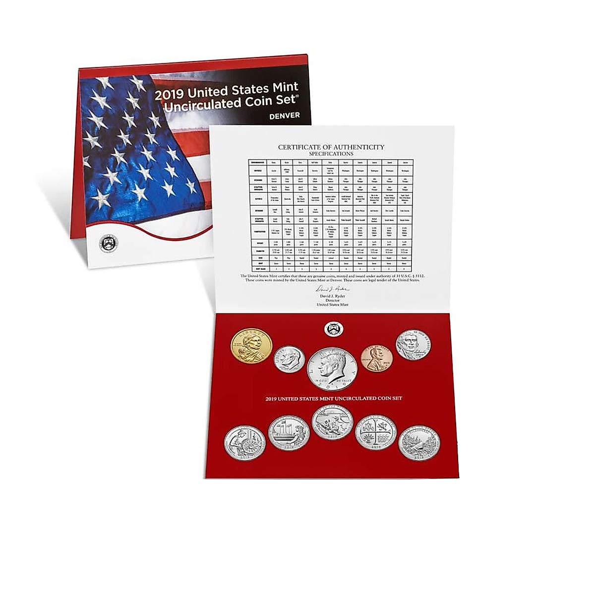 2019 P, D U.S. Mint Uncirculated 20 Coin Mint Set with CoA Uncirculated