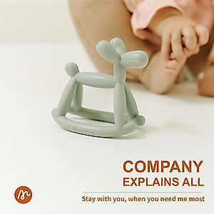 Miraloop Teething Toy for Baby 0-6, 12, 18 Months Infant, Jellydog Never Drop Food Grade Silicone Rocking Teether, Prevent Choking & Odorless, Less Dust and Hair Adhesion, Baby Gift, Mint Green